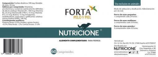 FORTA PELO Y PIEL 1 BOTE 60 COMPRIMIDOS para perros - Comprar dieta ...
